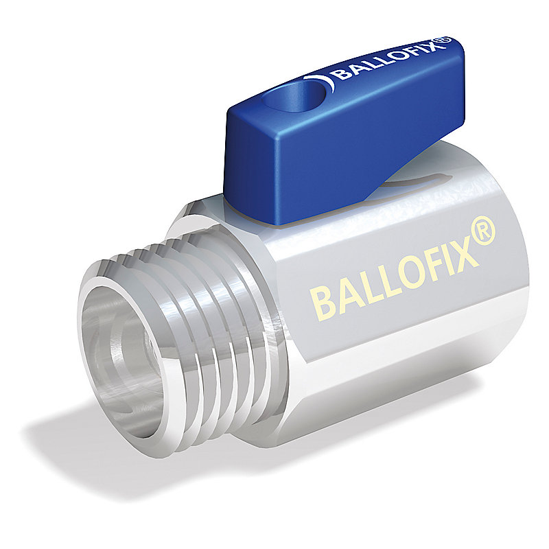 Kuglehane Muffe/Nippel forkromet 1/2″ med blåt håndtag | Billig her