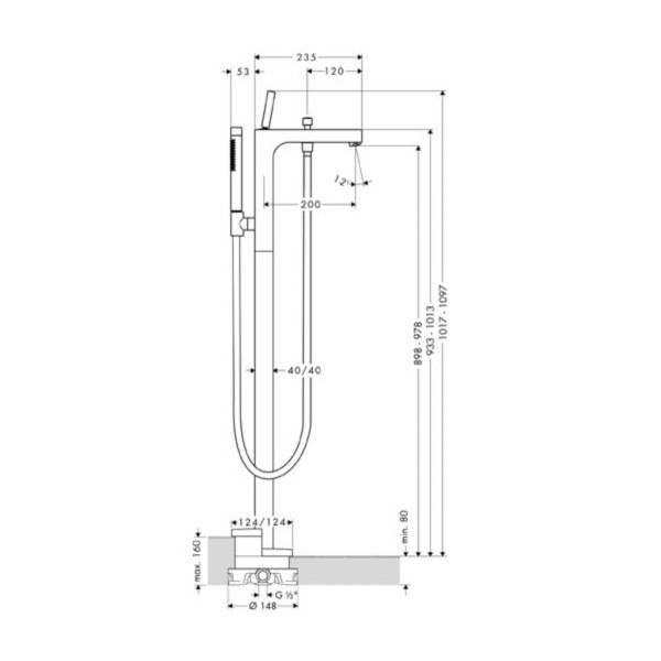 Hansgrohe Axor Citterio 1-grebs karsøjle til gulvmontering