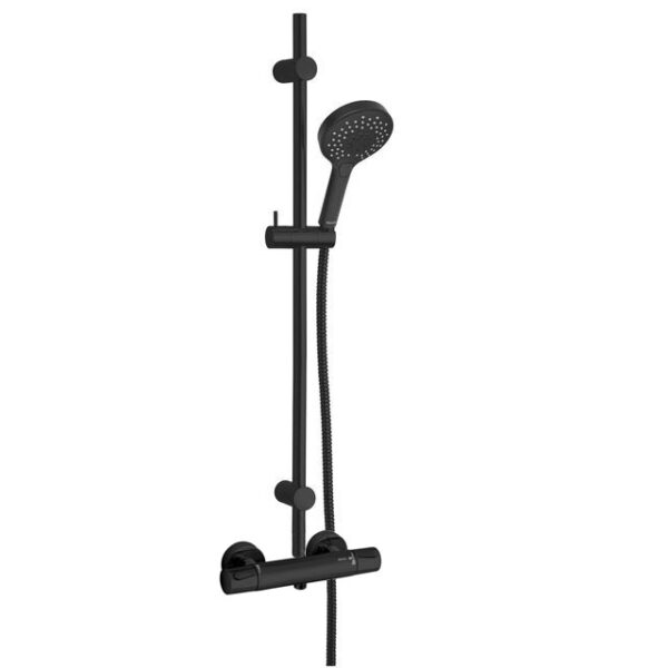 Damixa Silhouet Flex brusesæt og brusebatteri med termostat i matsort