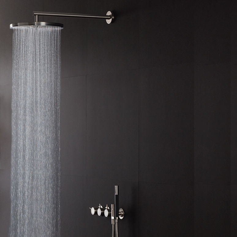 Vola 5471R-051 brusearmatur til indbygning med termostat og håndbruser i børstet krom