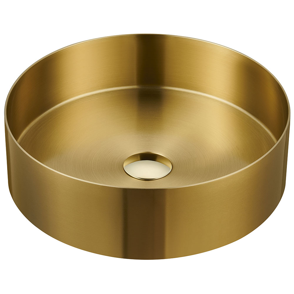 Krypton rund stål vask Ø40 cm i børstet messing