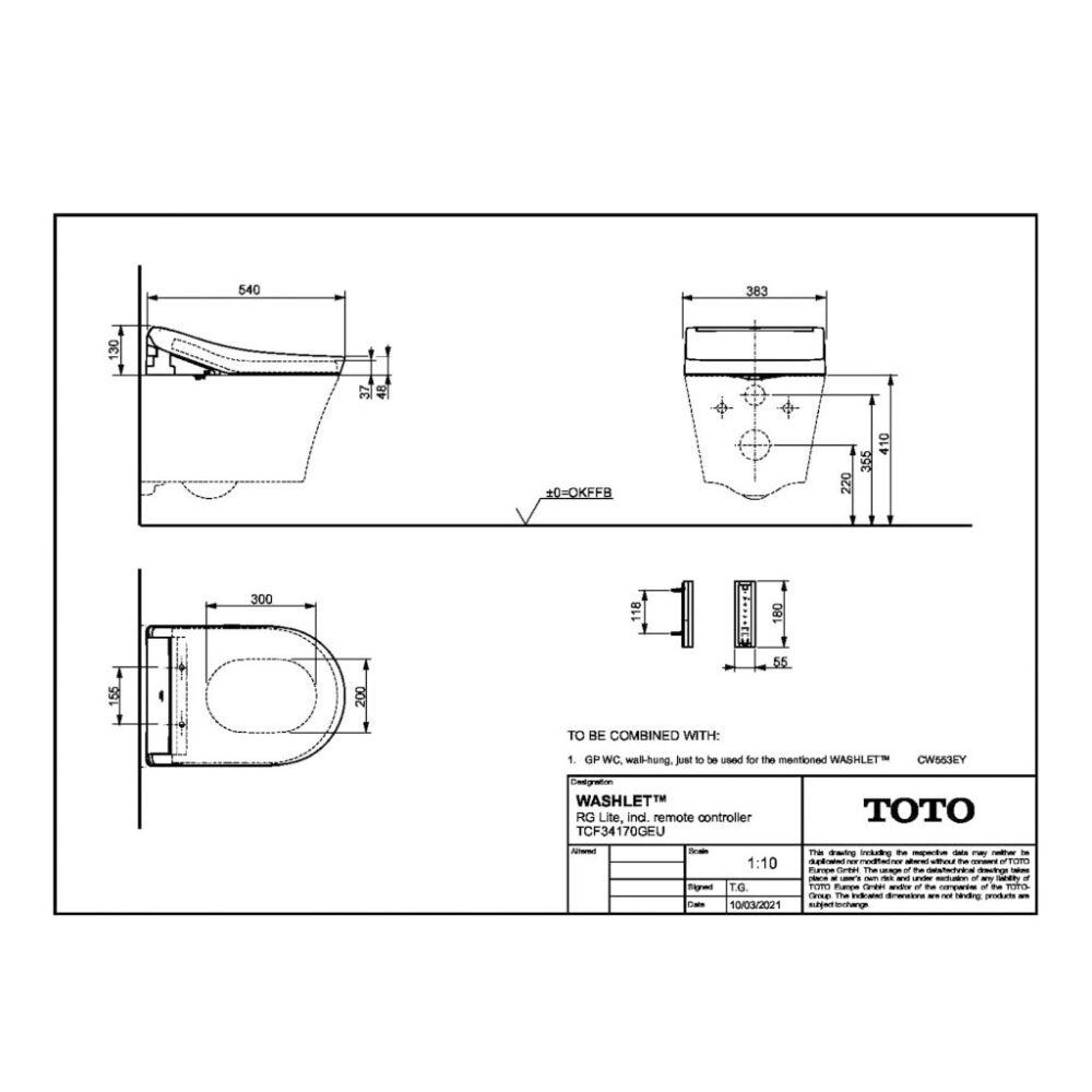 Toto Washlet RG Lite væghængt douchetoilet
